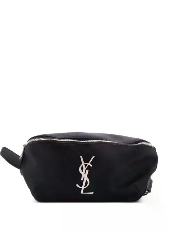 Saint Laurent Monogram Canvas Belt Bag - Black