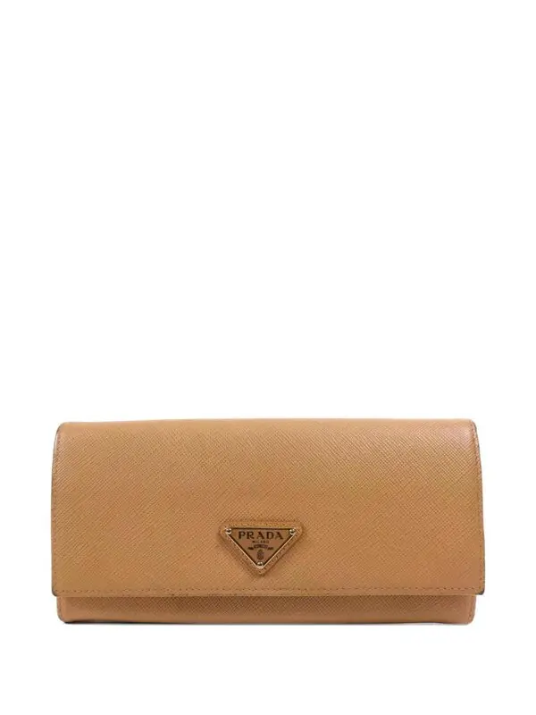 Prada Saffiano-leather Long Wallet - Neutrals