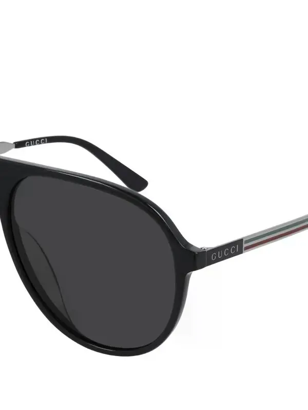 Gucci Web-stripe Pilot-frame Sunglasses - Black