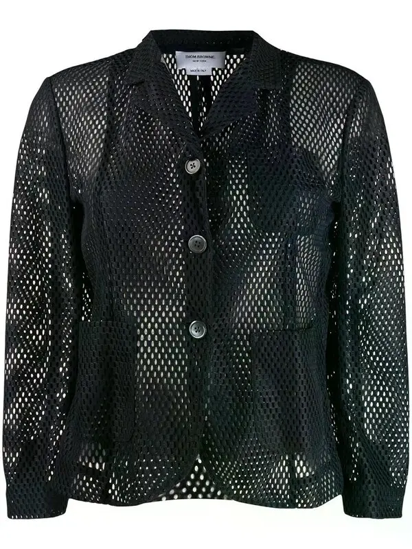 Thom Browne Mesh Cut-out Blazer - Blue