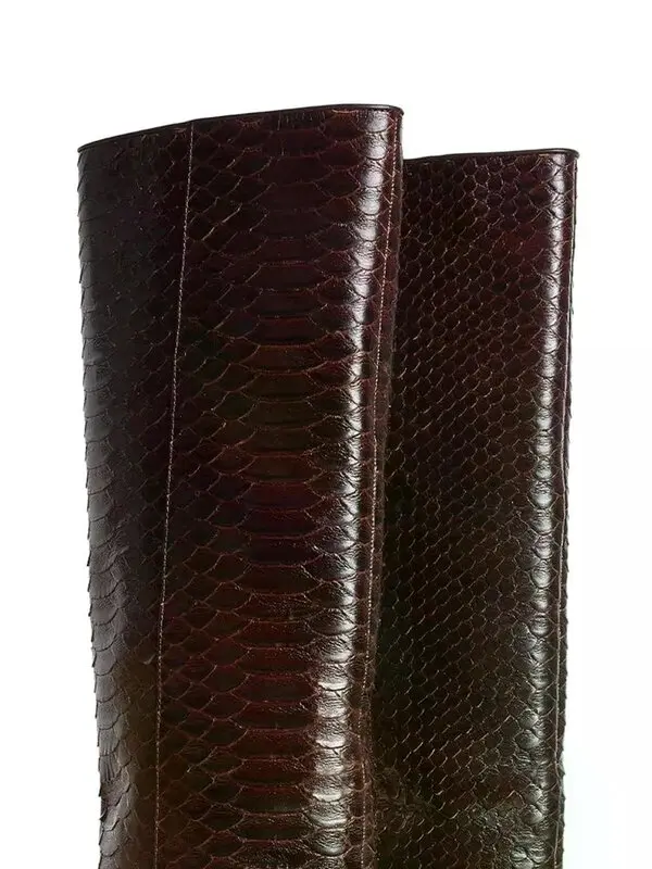 Cynthia Rowley Snake-embossed Leather Wedge Boots