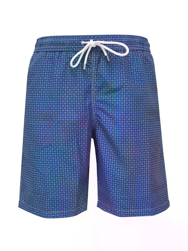 Fedeli Geometric Print Swim Shorts - Blue