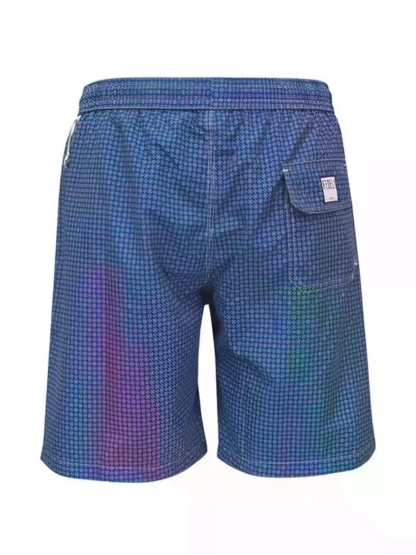 Fedeli Geometric Print Swim Shorts - Blue