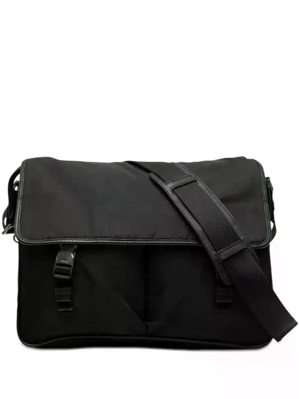 Prada Tessuto Double Buckle Messenger Bag