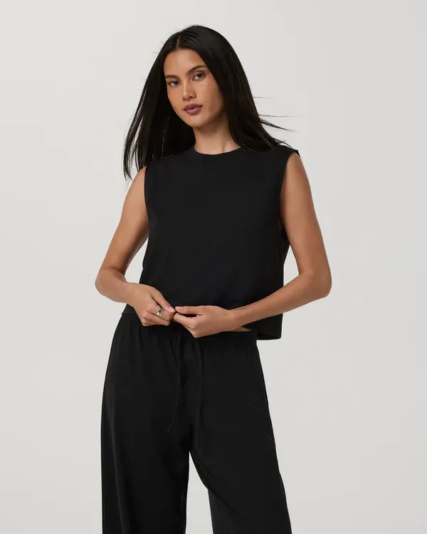 Vuori Heavyweight Cotton Easy Tank Top - Black