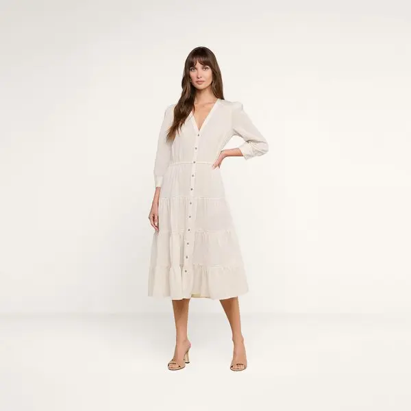 L'Agence Serafine Midi Dress - Ecru