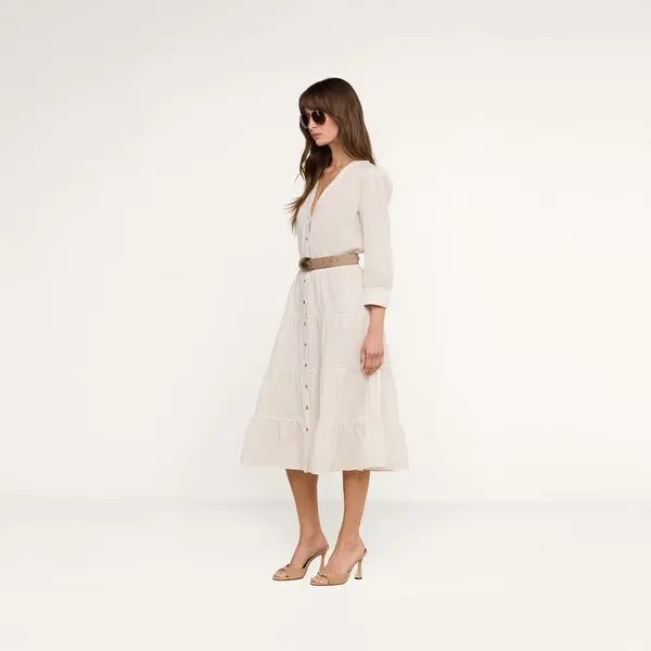 L'Agence Serafine Midi Dress - Ecru