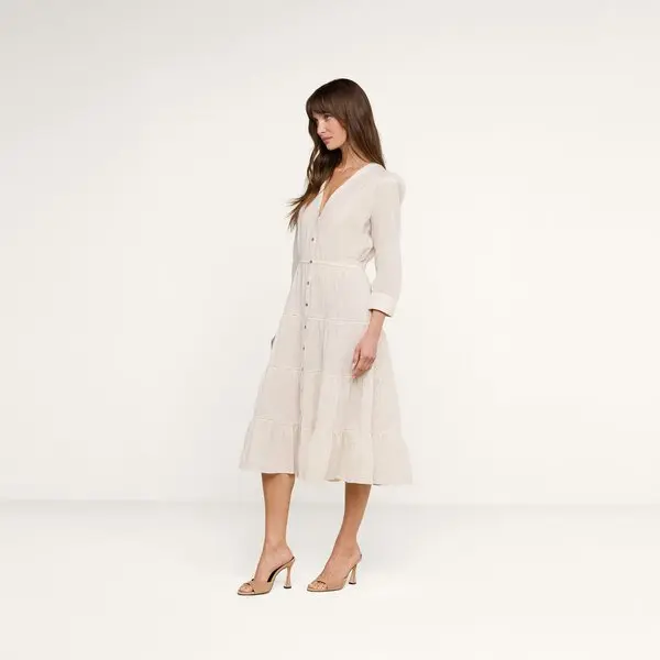 L'Agence Serafine Midi Dress - Ecru