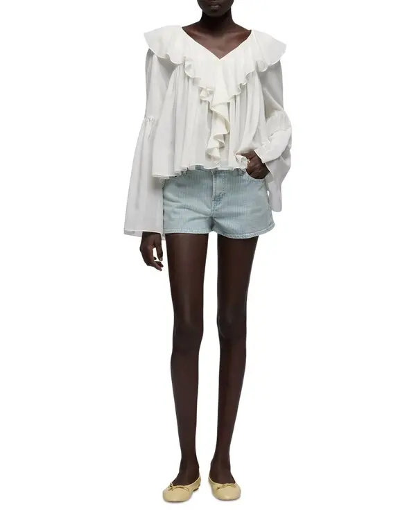 7 For All Mankind Striped Denim Shorts