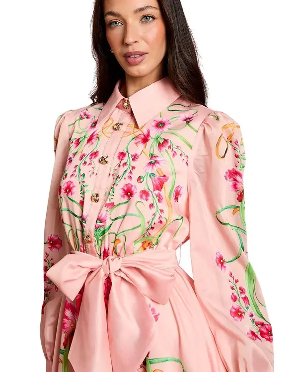 Coast Border Print Organza Shirt Dress - Blush