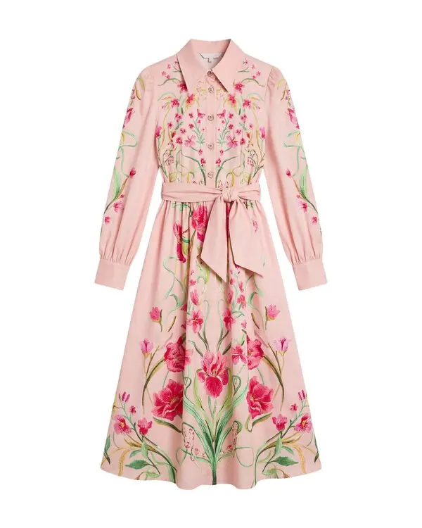 Coast Border Print Organza Shirt Dress - Blush