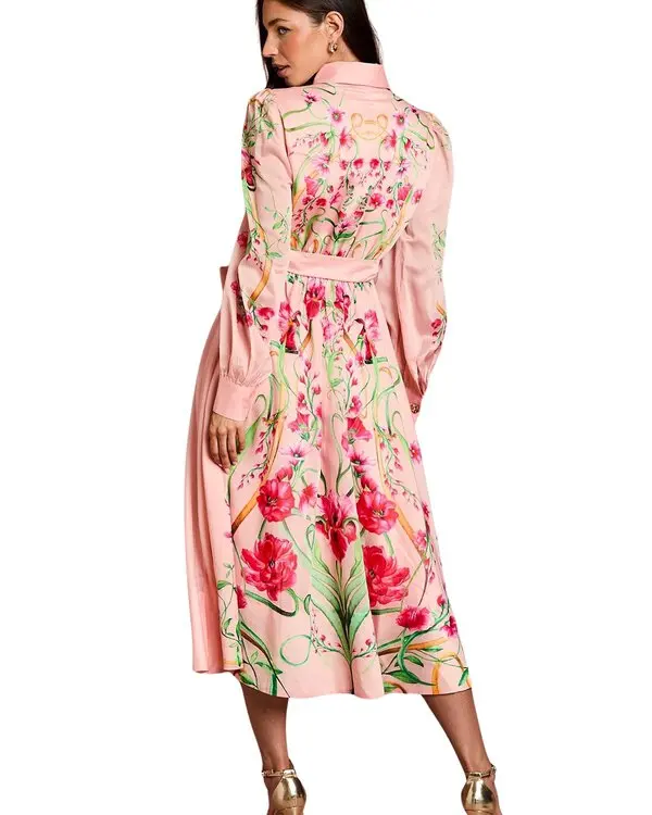 Coast Border Print Organza Shirt Dress - Blush