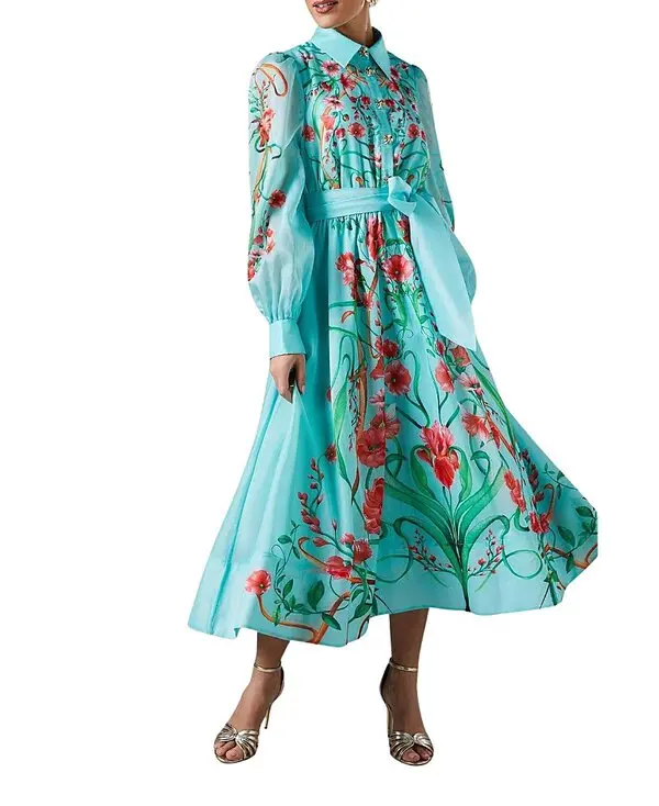 Coast Border Print Organza Shirt Dress - Mint