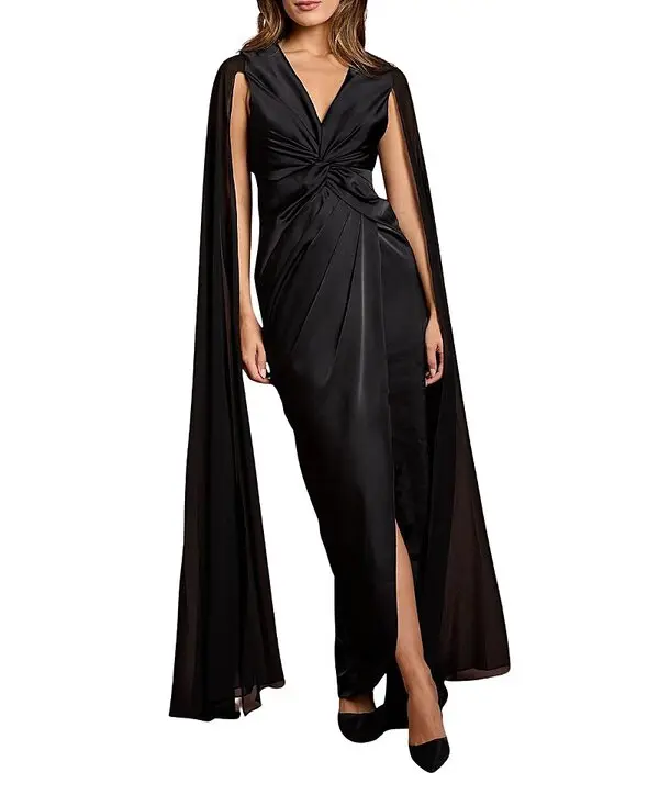 Coast Satin Cape Sleeve Maxi Dress - Black
