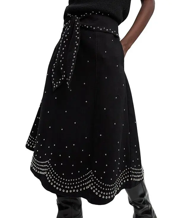 Karen Millen Studded Tie Belt Midi Skirt