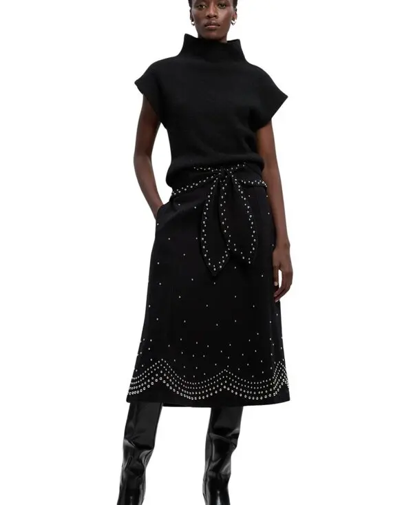 Karen Millen Studded Tie Belt Midi Skirt