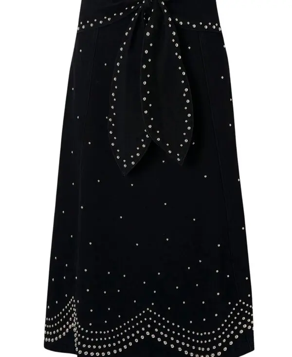 Karen Millen Studded Tie Belt Midi Skirt