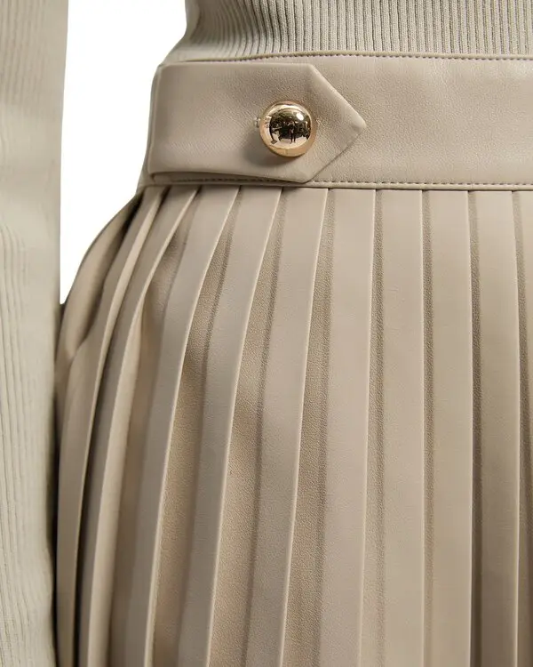 Karen Millen Square Neck Pleated Pu Skirt Mini Dress