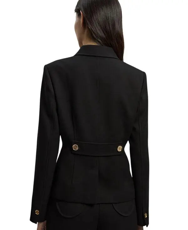 Karen Millen Textured Compact Stretch Tailored Blazer - Black