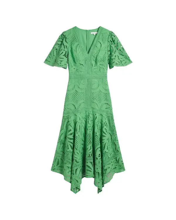 Coast Placement Lace Hanky Hem Midi Dress