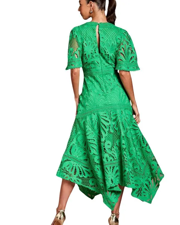 Coast Placement Lace Hanky Hem Midi Dress