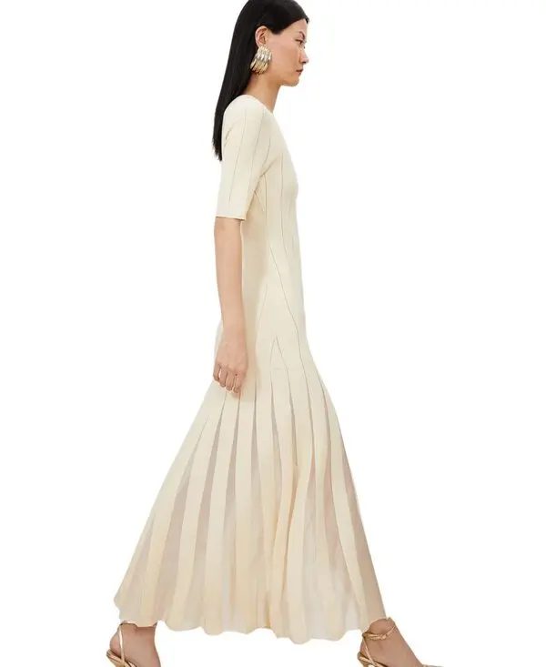 Karen Millen Petite Knit Full Skirt Midi Dress - Cream