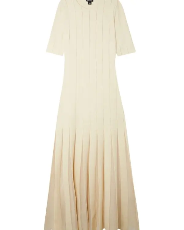 Karen Millen Petite Knit Full Skirt Midi Dress - Cream