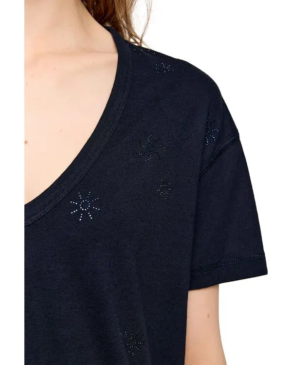 Zadig&Voltaire Marta Embellished V-neck T-shirt - Encre