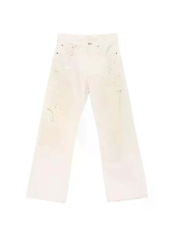 Acne Studios Wide Leg Jeans With Paint Splatter Detail