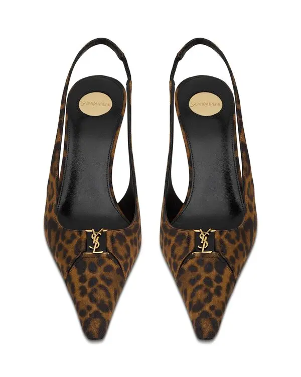 Saint Laurent Babylone Breteuil Slingback Pumps - Leopard