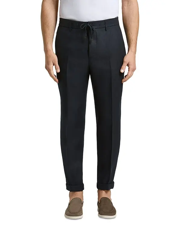 Peserico Linen Drawstring Joggers - Ink