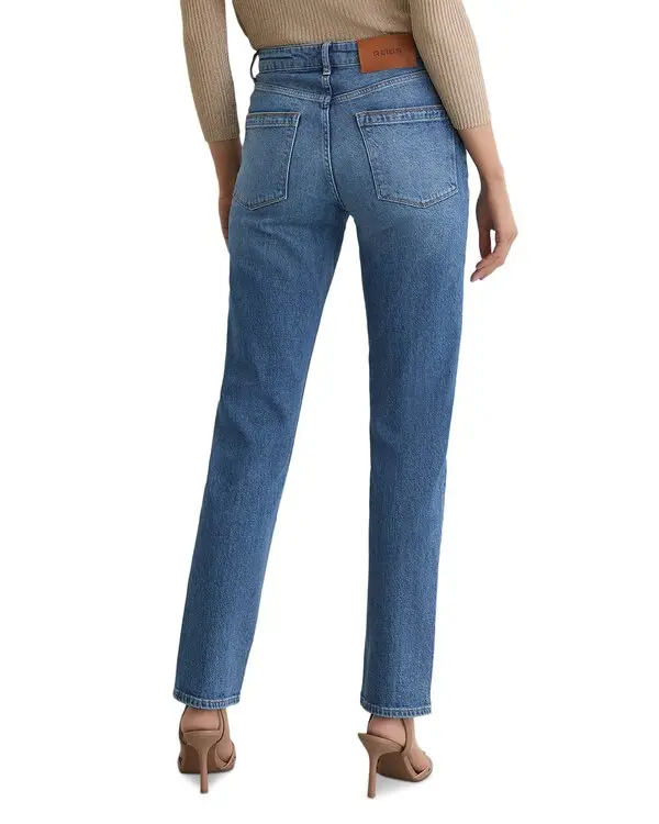 REISS Aubrey Mid Rise Straight Leg Jeans - Mid Blue