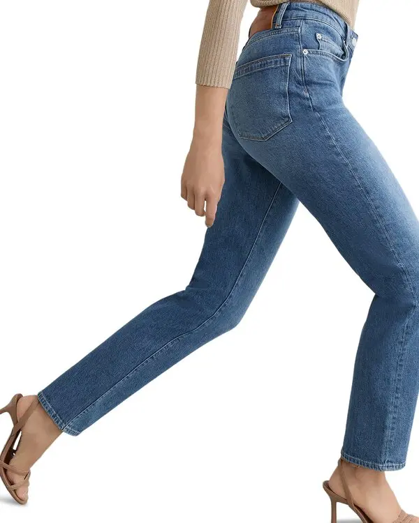 REISS Aubrey Mid Rise Straight Leg Jeans - Mid Blue