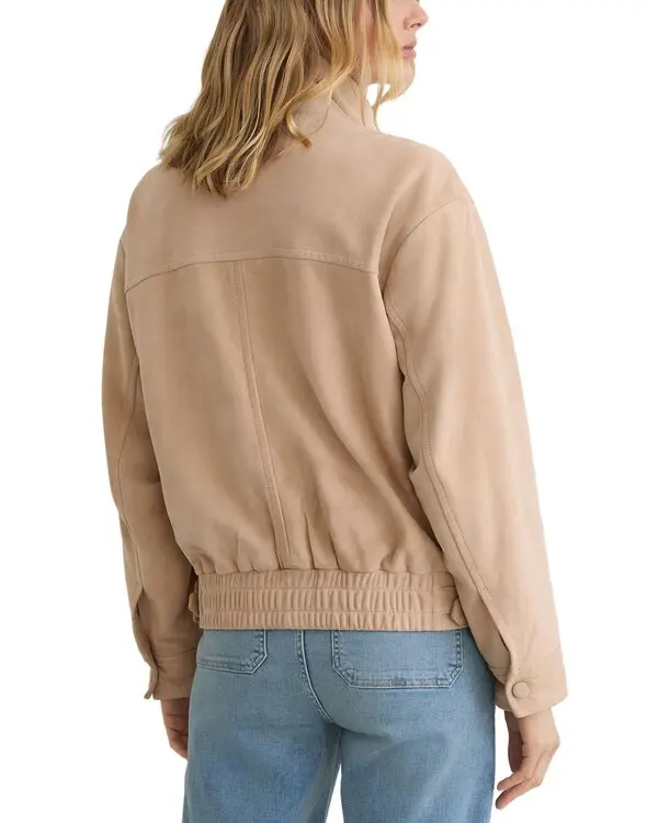 REISS Petra Leather Jacket - Neutral