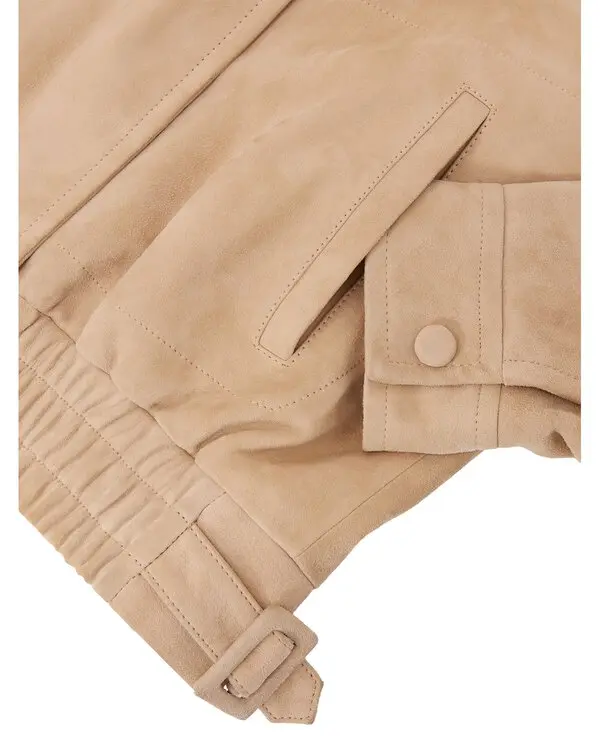 REISS Petra Leather Jacket - Neutral