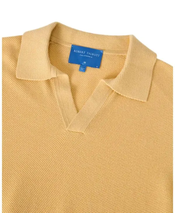 Robert Talbott Randall Cotton Cashmere Johnny Collar Sweater - Yellow