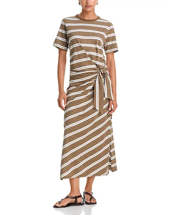 Rag & Bone Slub Stripe T-shirt Maxi Dress - Brown Multi