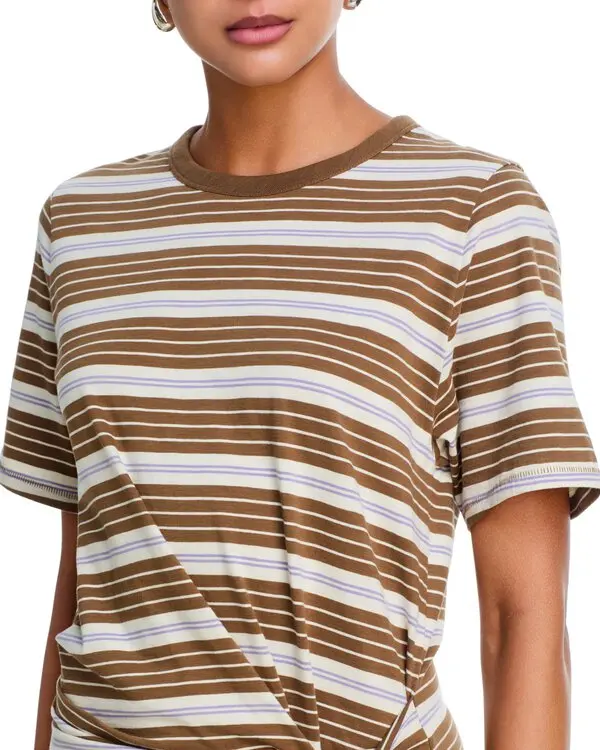 Rag & Bone Slub Stripe T-shirt Dress - Brown Multi