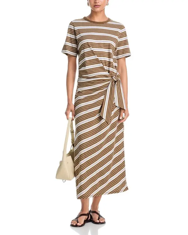 Rag & Bone Slub Stripe T-shirt Dress - Brown Multi