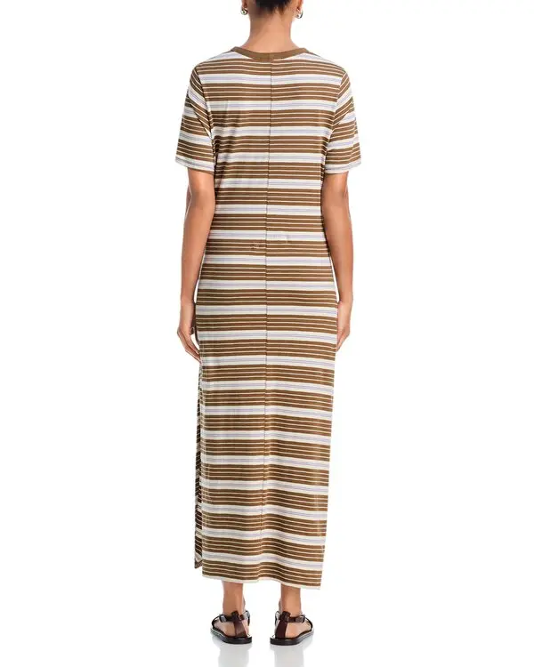 Rag & Bone Slub Stripe T-shirt Dress - Brown Multi