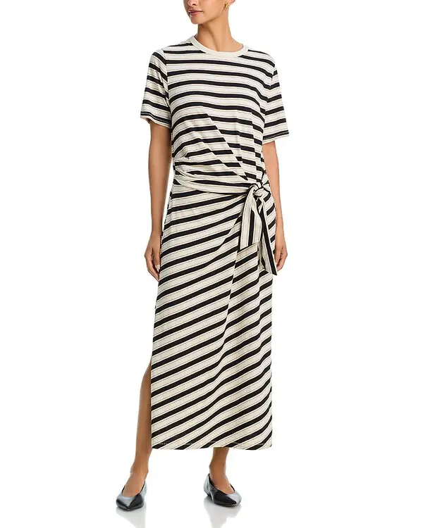 Rag & Bone Slub Stripe T-shirt Maxi Dress - Cream Multi