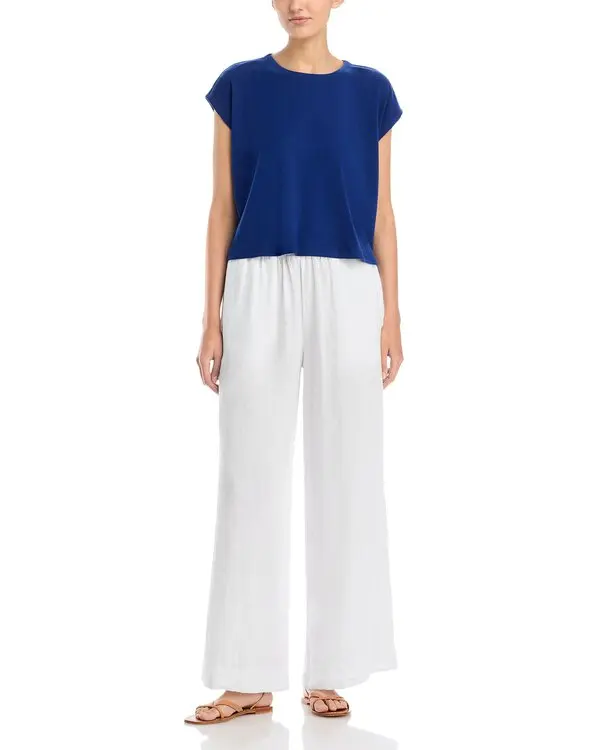 Eileen Fisher Ribbed Knit Crewneck Cropped Top