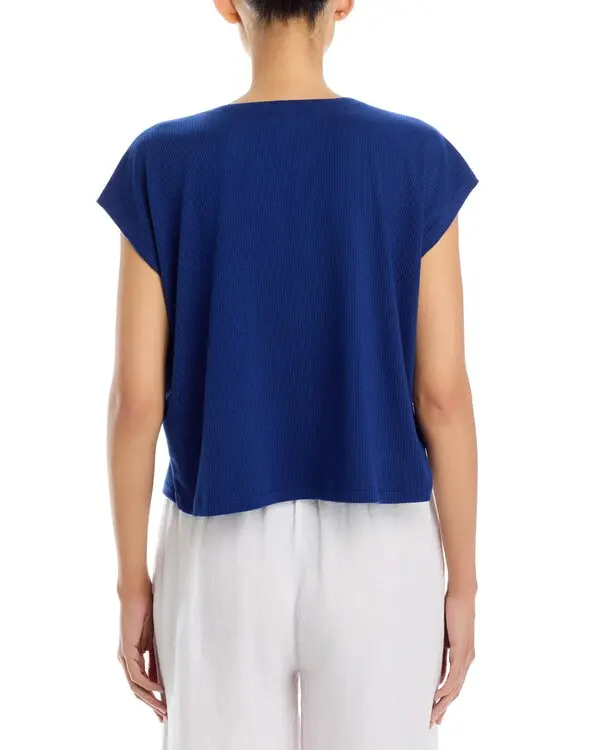 Eileen Fisher Ribbed Knit Crewneck Cropped Top