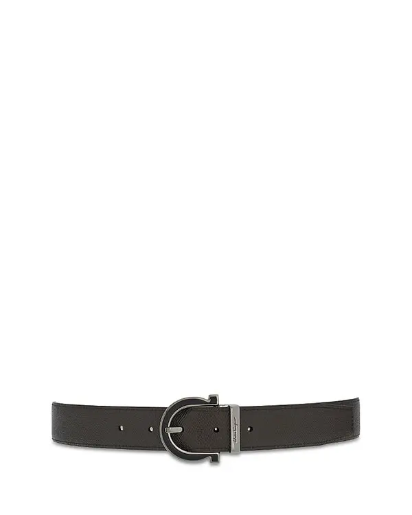 FERRAGAMO Gancini Buckle Leather Belt - Nero