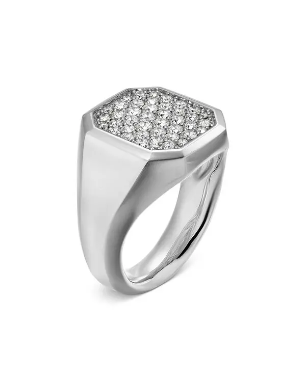 David Yurman Streamline Signet Ring In Sterling With Diamonds