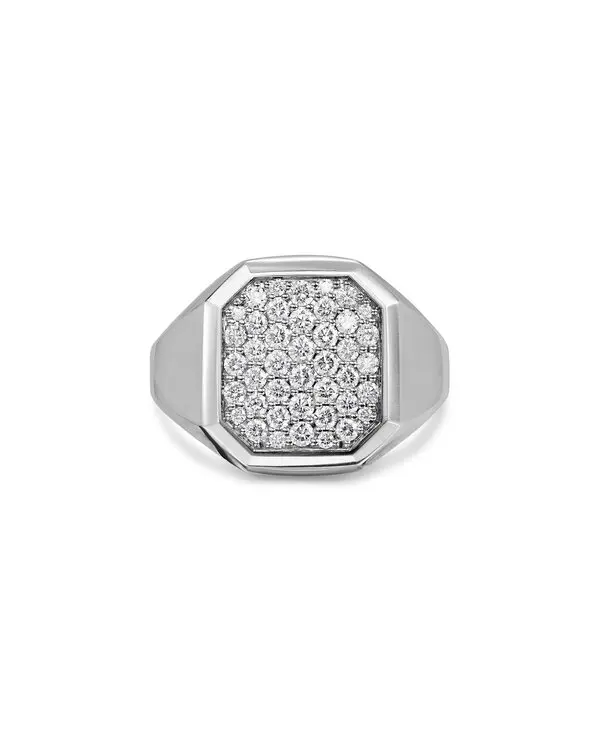 David Yurman Streamline Signet Ring In Sterling With Diamonds
