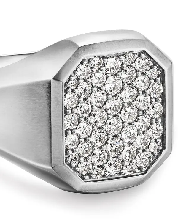 David Yurman Streamline Signet Ring In Sterling With Diamonds