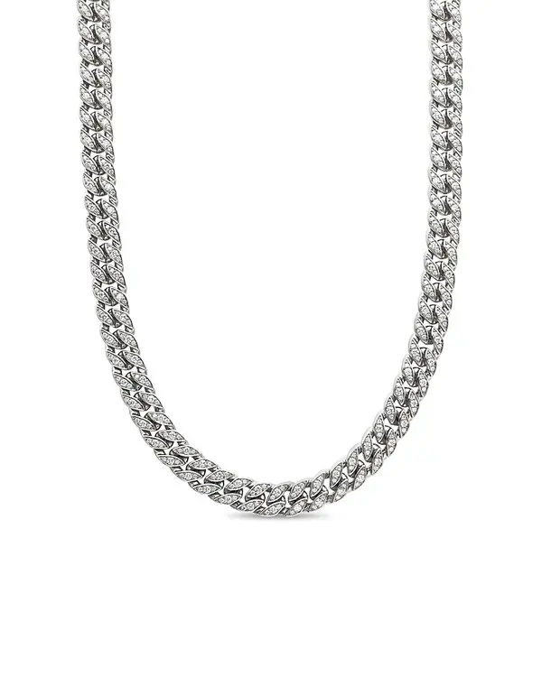 David Yurman Curb Chain Necklace With Diamonds, 11.5mm - Silver