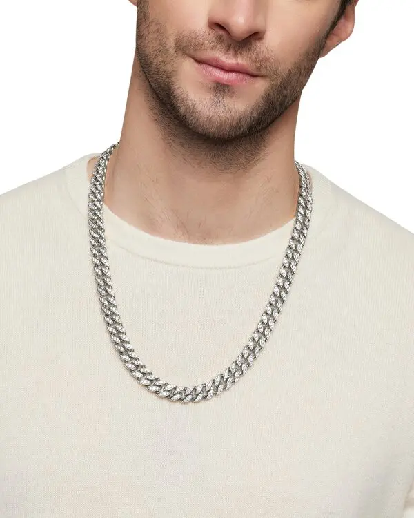 David Yurman Curb Chain Necklace With Diamonds, 11.5mm