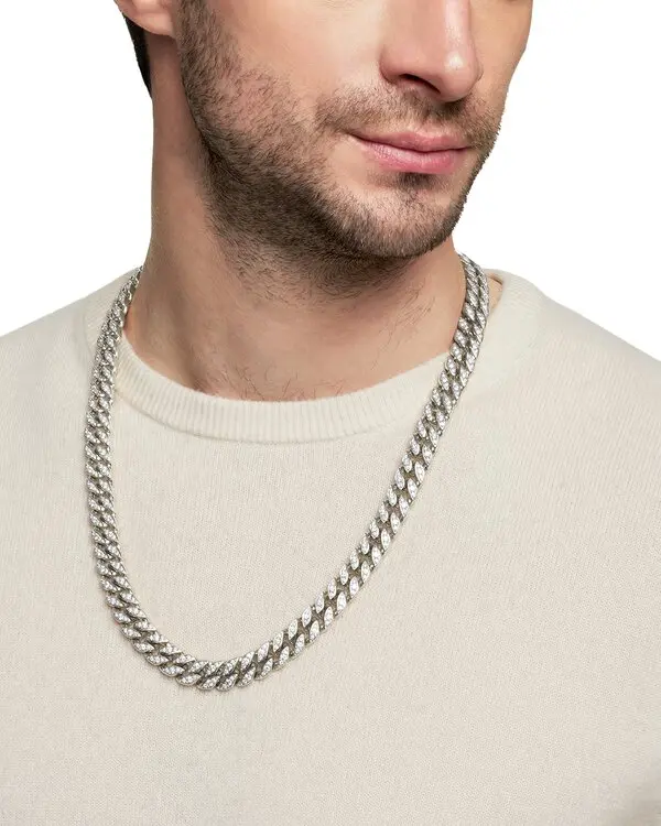 David Yurman Curb Chain Necklace With Diamonds, 11.5mm